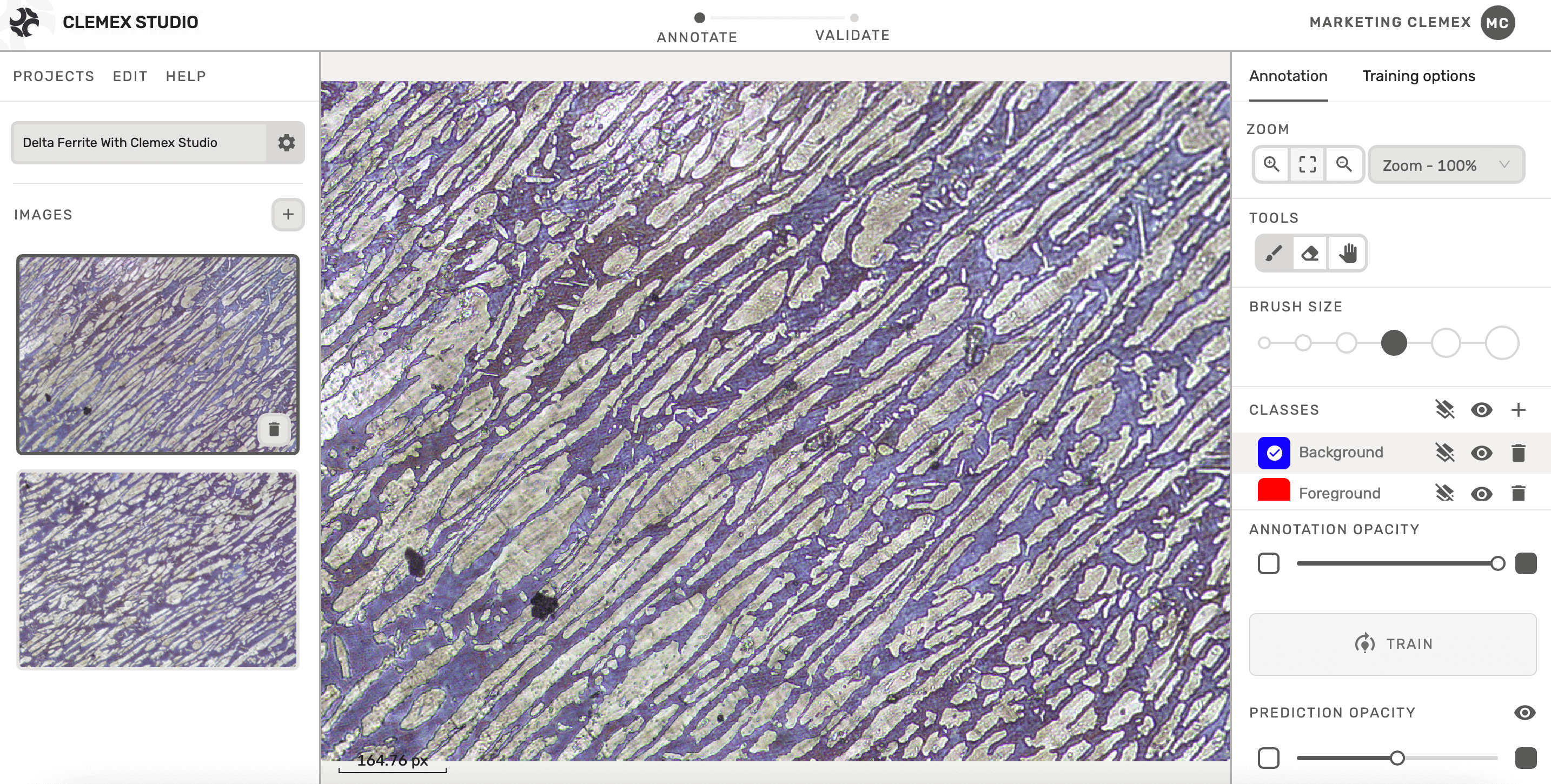 Clemex Studio - Easy Segmentation of phases or particles